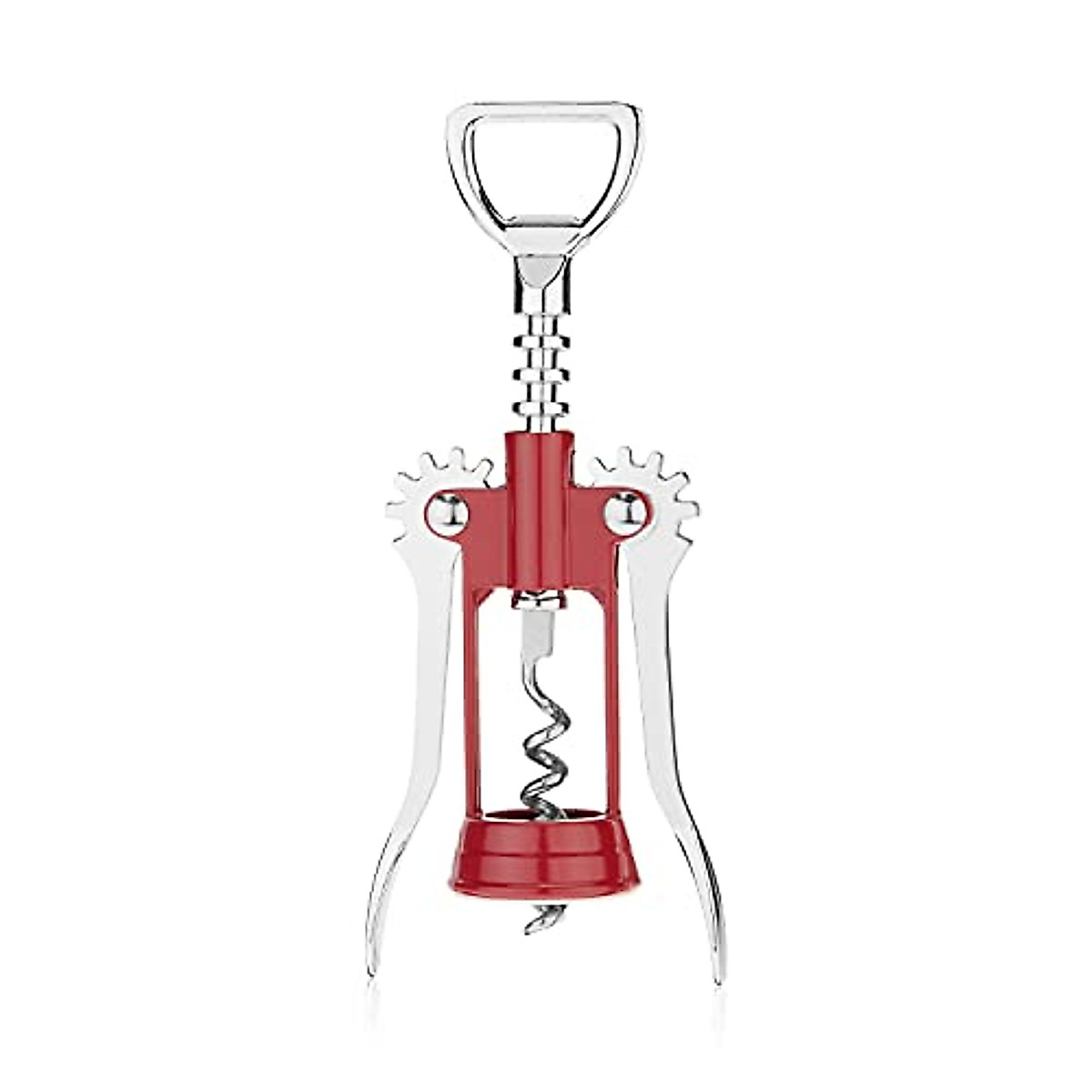 True Soar Winged Corkscrew Wine Opener - Self Centering Worm, Stainless Steel, Manual Wine Bottle Opener, Red