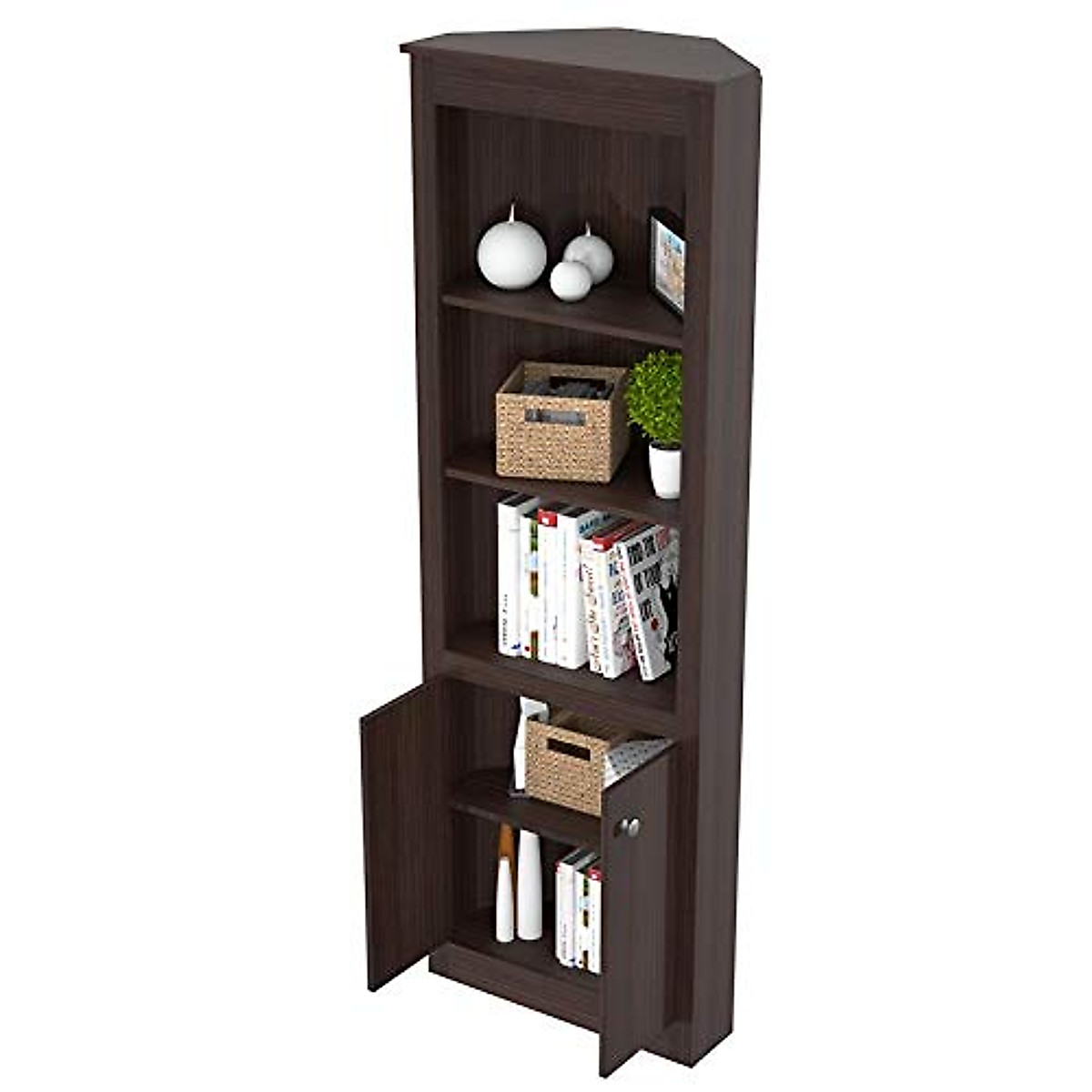 Inval Two Door Corner Bookshelf, Espresso