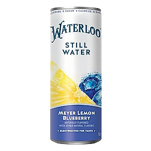 Waterloo Still Water, Meyer Lemon Blueberry | Naturally Flavored Purified Water | 12 Fl Oz Cans (Pack of 12) | Zero Calories | Zero Sugar or Artificial Sweeteners | Zero Sodium