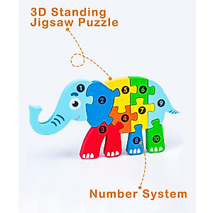 4 Pack Wooden Animal Puzzles for Toddlers 1 2 3 4 Years Old Boys & Girls, Montessori Toys for Kids Ages 1-4 with 4 Animal Patterns, Preschool Educational Toys Bright Vibrant Color Shapes