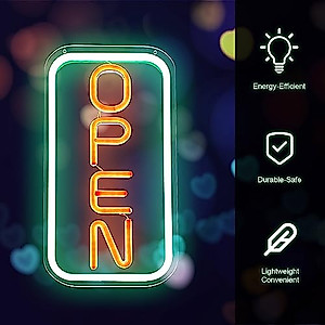 BESTIELAM Neon Sign, OPEN Neon Signs for Business, Ultra Bright Green & Red LED Neon Lights For Wall Decor & Room Decor, Restaurant, Store, Bar, Party Decoration, USB Powered, 9"x 16"