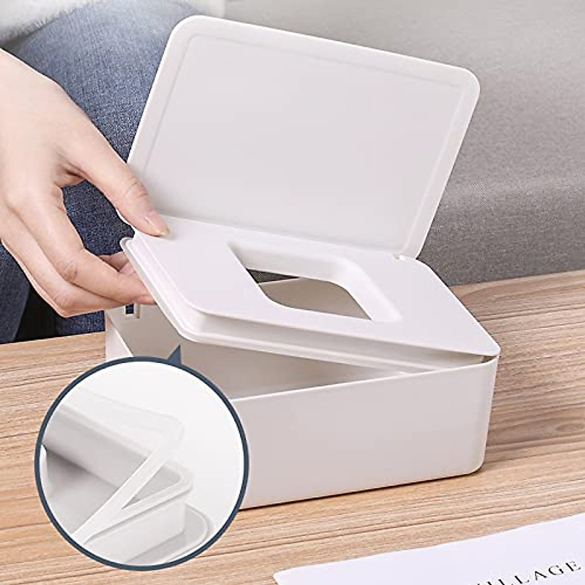 Wipes Dispenser Wet Wipes Storage Box with Lid Dustproof Tissue Storage Box Napkin Storage Case Modern Rectangular Wipe Container For Home Car