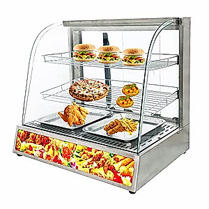 TECHTONGDA Commercial Countertop Food Display Case Electric Food Warmer Case for Pizza Dessert Food Display Cabinet 3 Tiers 700W