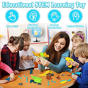 Elitoky Dinosaur Toys, Take Apart Dinosaur Toys for Kids, Educational Construction Building Sets with Electric Drill Storage Box - Birthday Gifts for Toddlers Boys Girls Age 3 4 5 6 7 8 Year Old