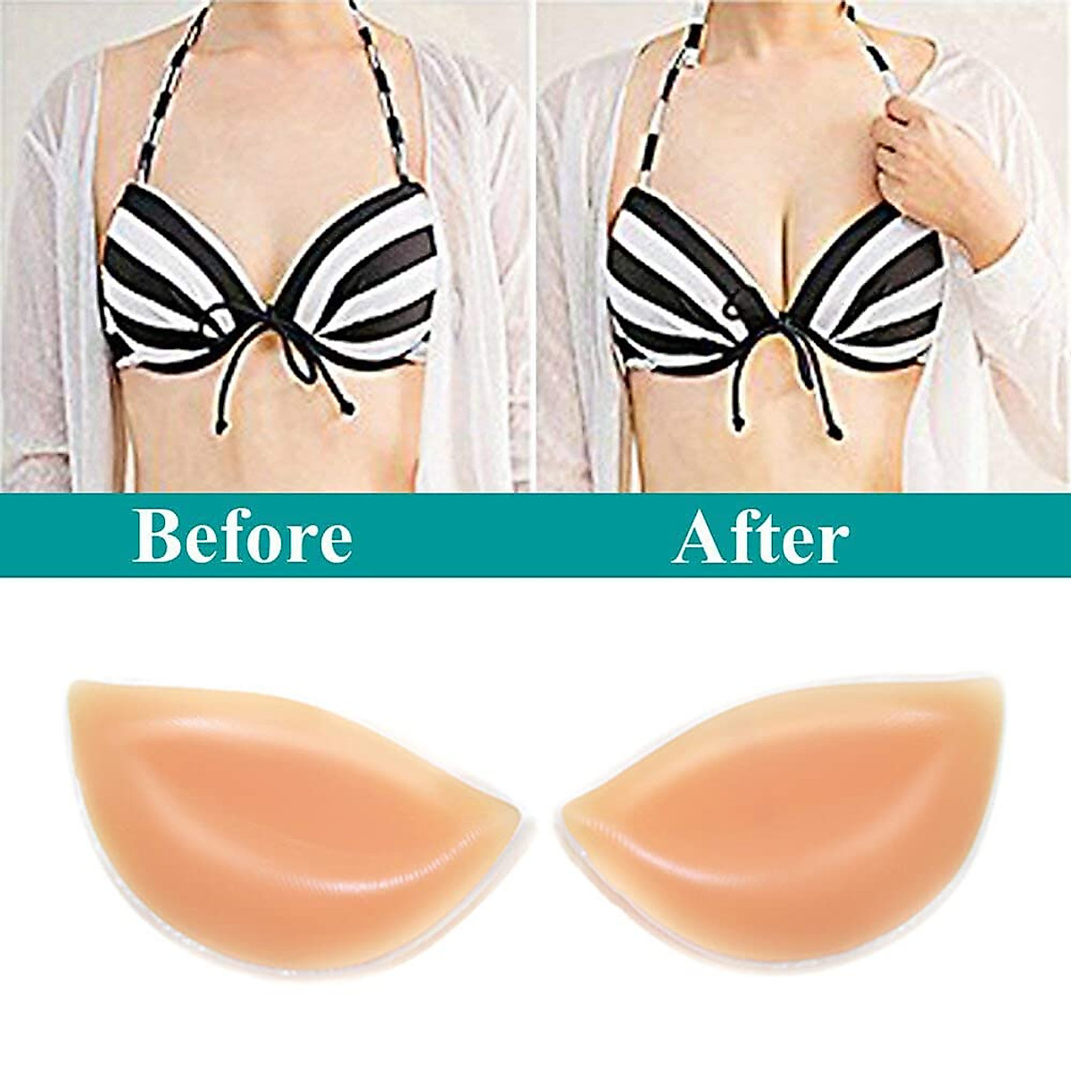 ericotry 1Pair Skin Silicone Bra Inserts Breast Chest Enhancers Push Up Booster Pads for Women Girls Underwear Swimsuits or Bikinis
