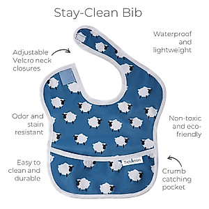 Tickleton Mom's Choice Big Waterproof Baby Bibs for Eating 6-24 Months|Eco-friendly Infant Feeding Bibs with Catch-All Pocket (Multicolor)