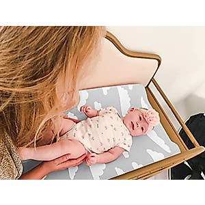 Changing Pad Cover – Premium Baby Changing Pad Covers 4 Pack – Boy or Girl Changing Pad Cover – Pure Cotton Machine Washable Grey and White Changing Table Cover – Diaper Changing Pad Cover Sheets