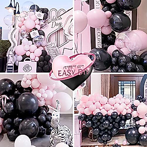 Black and Pink Balloons Garland Kit 104 PCS Pastel Pink and Black Balloon Party Decorations 18In 12 In 10In 5In Black Pink Balloons for Wedding Bridal Shower Anniversary Birthday Party Baby Shower