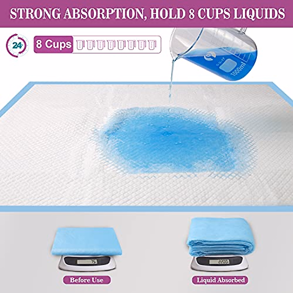 IMMCUTE Extra Large Dog Pee Pads 28"x30"-50 Count | X-Large Puppy Pee Training Pads Super Absorbent & Leak-Proof | Disposable Pet Piddle and Potty Pads for Puppies | Dogs | Doggie