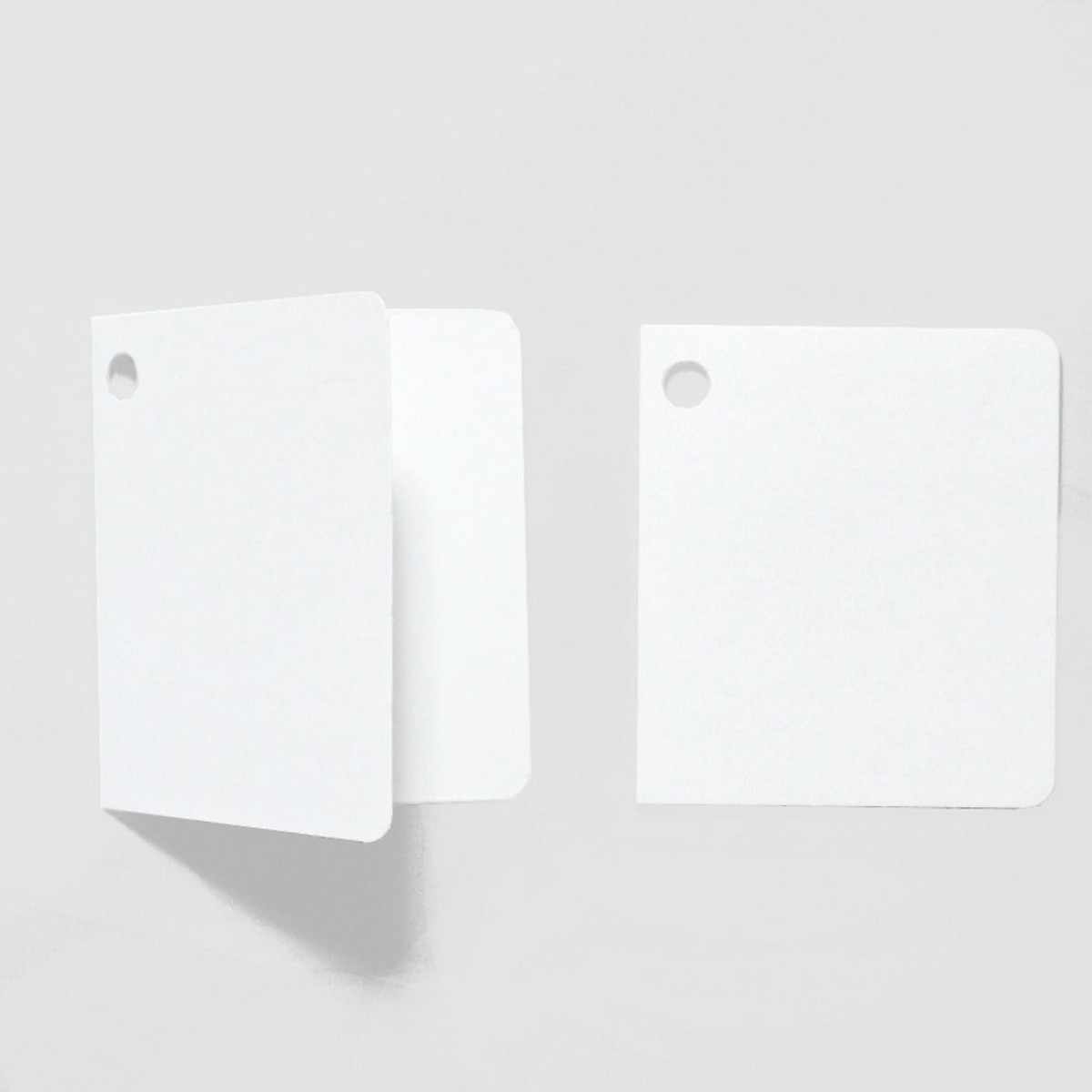 80 Printable White Cardstock Folding Hang Tags with Holes, 3.5 x 2 Inches, Two-Sided Personalize and Custom Tags