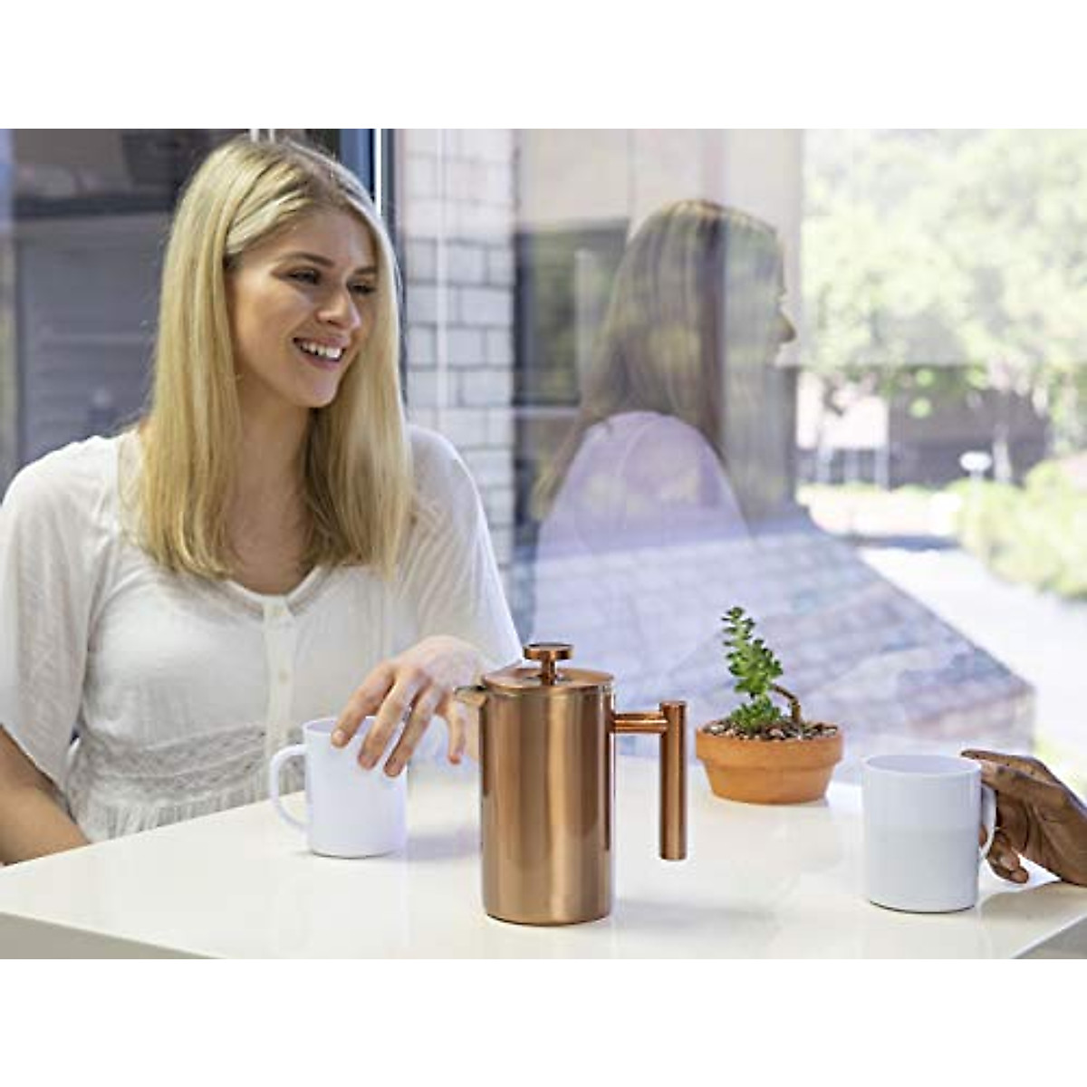 MIRA 20 oz Stainless Steel French Press Coffee Maker | Double Walled Insulated Coffee & Tea Brewer Pot & Maker | Keeps Brewed Coffee or Tea Hot | 600 ml (Gray)