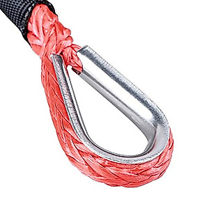 Astra Depot Red ATV UTV Synthetic Rope Extension 50ft 7500lbs Winch Line Cable with Thimbles