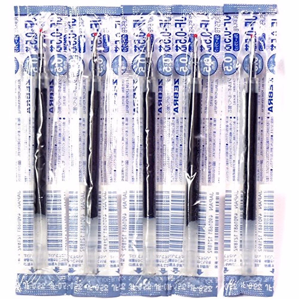 Zebra 0.5mm Blue Black Ink Refill (JF-0.5), for Zebra Sarasa Clip 0.5 Gel Ballpoint Pen(JJ15-FB), × 5 Pack/total 5 pcs (Japan Import) [Komainu-Dou Original Package]