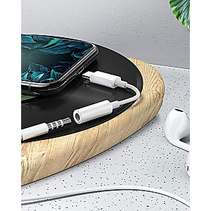 [2 Pack] iPhone Adapter，Apple MFi Certified iPhone to 3.5mm Aux Audio Accessories Headset Splitter Adaptor Compatible for Music Compatible with iPhone 14/13 Pro Max X/XS/Max/7 8 Support All iOS System