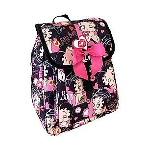 LuxeBag Betty Boop Canvas 13" Height Backpack with Ribbon (Multi)