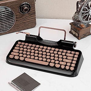 fotorkit Rymek Classic Typewriter Style Mechanical Keyboard USB Wired& Bluetooth Wireless Keyboard with Tablet Stand and RGB Dynamic Backlit Windows Mac iOS Android Supported-knewkey