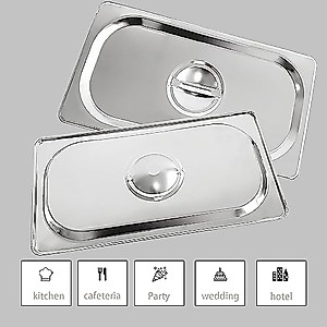 UEJYWUY 8 Pack 1/3 Size Stainless Steel Steam Table Pan Cover, Stackable Steam Table Lids with Handle, Hotel Pan Cover for Steam Table Pan, Buffet Pan, Roasting Pan
