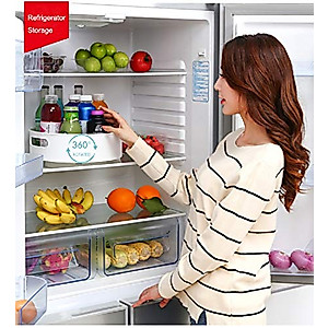 MOKARO 2 Pack Plastic Lazy Susan Turntable with 2 Handle Multifunctional Spice Rack Organizer for Kitchen Cabinet 360 Rotating Food Storage Container for Fridge Countertop