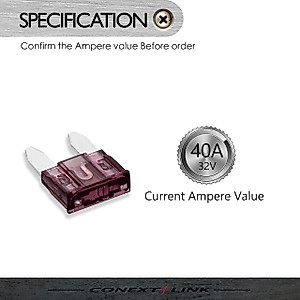 Conext Link 25 Pack 40A Amp APM ATM Fuses Small Mini Blade Fuses for Car Boat Truck SUV Automotive Replacement 32V （14232）
