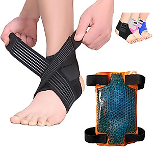 BodyMoves Kid's Ankle Brace Support Plus Hot and Cold Ice Pack (Sporty Black, MED for Big Kids (US 3.5-7))