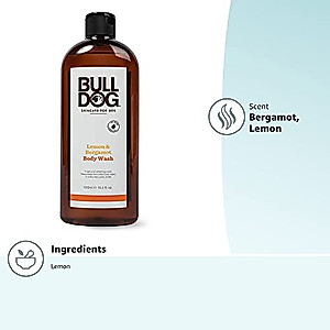 BULLDOG Mens Skincare and Grooming Body Wash, Lemon and Bergamot, Lemon, 16.9 Fluid Ounce