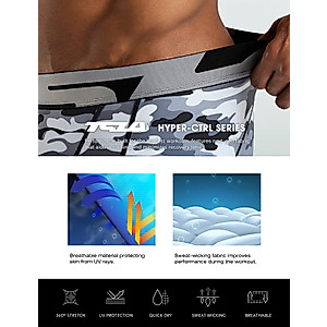 TSLA Men's Athletic Compression Shorts, Sports Performance Active Cool Dry Running Tights, Hyper Control Military Camo Grey, Small