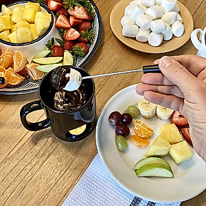 Evelots Mini Fondue Pot Set/Personal Fondue Mugs-Chocolate/Cheese/Fondue Maker Gift Set/2 Ceramic Mugs/Forks/Candles
