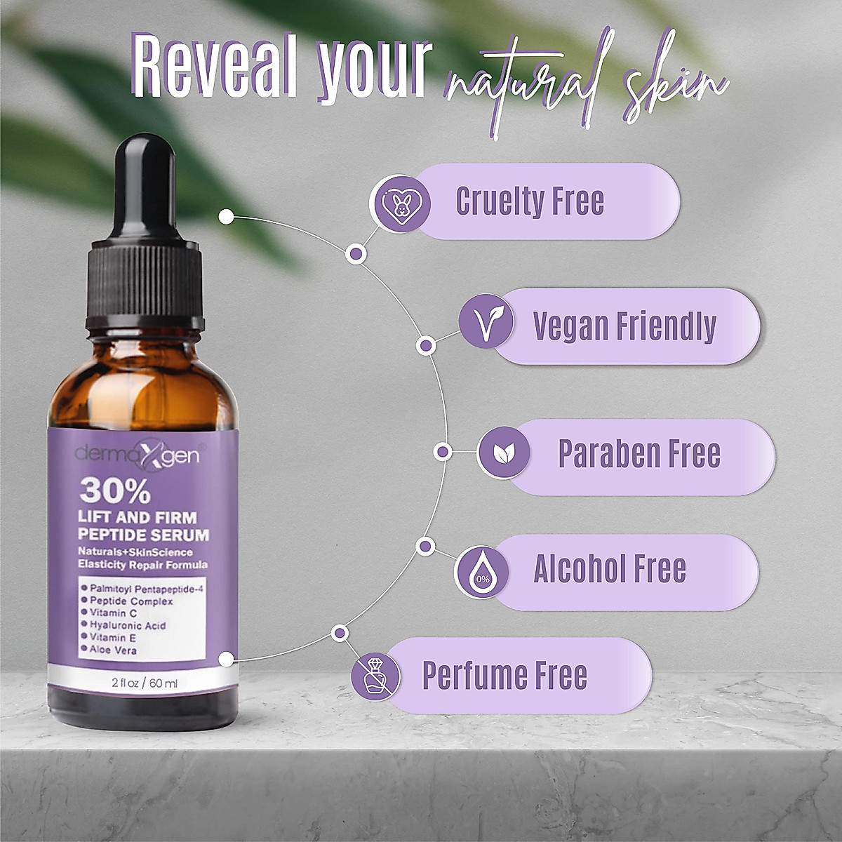 Lift And Firm - 30% Peptide Serum, Matrixyl 3000, Vitamin C & E + Hyaluronic Acid + Aloe Vera, Lifts, Firms & Tightens Skin + Pure Organic Anti-aging Serum (2 Fl Oz)