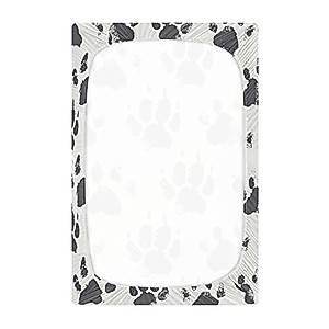 Fitted Crib Sheet for Boys Girls, Messy Dog Paw Jersey Knit Baby Sheet for Standard Crib and Toddler Bed Mattresses, Cozy Soft Breathable, 28 x 52 in