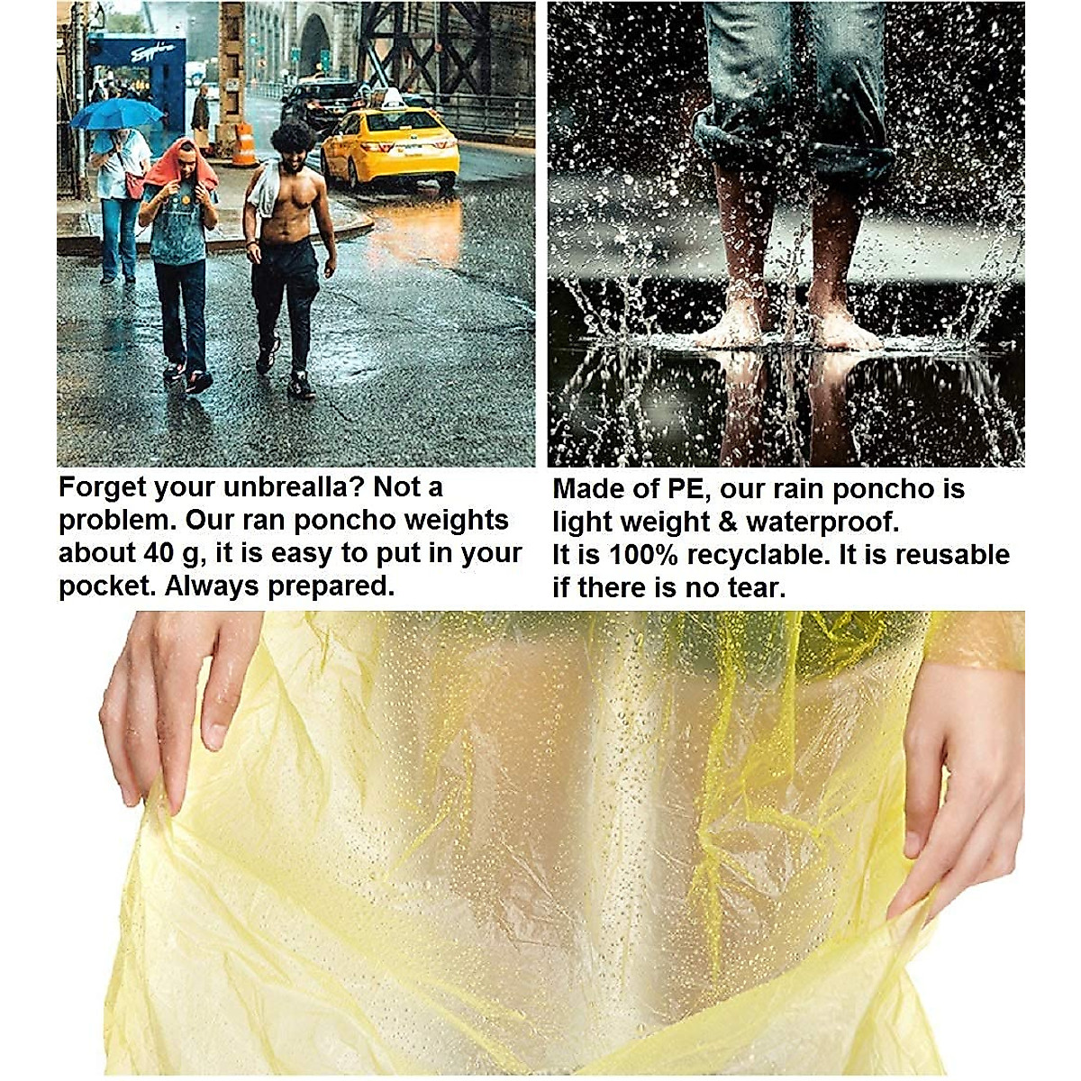 Rain Ponchos for Adults Disposable Poncho for Disney World 20 Pack Panchos Rain Adult Bulk Emergency Waterproof Plastic Raincoat with Hood Lightweight Pocket Camping Throw Away Men Women Compact Pncho