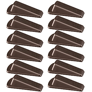 12 Pieces Rubber Door Stoppers Brown Rubber Door Stopper Wedge Large Heavy Duty Flexible Door Holder Door Stop Wedge Anti Slip Door Wedge for Door Bootom on Tile Carpet Wooden Floor Concrete