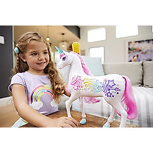 Barbie Dreamtopia Unicorn Toy, Brush 'N Sparkle Pink and White Unicorn with 4 Magical Lights and Sounds (Amazon Exclusive)