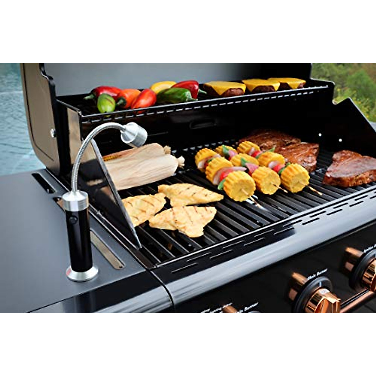 Permasteel PA-12002-AM Flexible Gooseneck LED BBQ Magnetic Base, 2-Pack, Black Grill Light