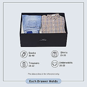 DOVAMY 6 Drawer Dresser for Bedroom, Fabric Dresser Organizer, Wide Dresser with Vintage Wooden Top, Steel Frame, Chest of Drawers, Closet, Nursery and Living Room, Black