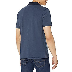 Calvin Klein Men's Mini Geo Print Smooth Cotton Monogram Logo Polo Shirt, Crayon Blue