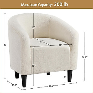 Yaheetech Barrel Chairs, Furry Accent Chairs, Sherpa Chairs with Soft Padded Armrest, Fuzzy Club Chairs for Living Room Bedroom Waiting Room Office, Accent Chairs Set of 2, Ivory