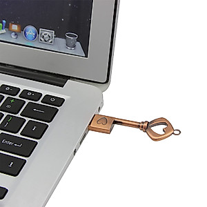 CHUYI Metal Heart Key Shape 1Pcs 64GB USB 2.0 Flash Drive Waterproof Pen Drive Memory Stick USB Flash Disk with Keychain Thumb Drive Gift