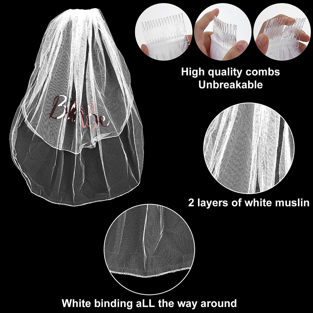 3Pcs Bachelorette Night Set: Bride Sash, Veil, and Tiara for Bridal Celebration