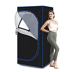 ZONEMEL Full Size Personal Steam Sauna Tent for Home, Portable 1 Person Full Body Steam Spa for Relaxation, Detox Therapy (Steamer Not Included-Black, L35.4 x W35.4 x H70.9)