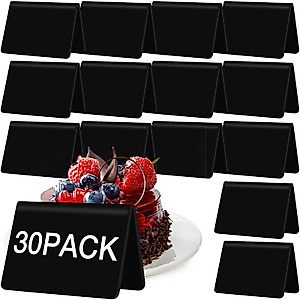 30 Pack Mini Chalkboard Signs for Food 4 x 2.9 Inches Table Tent Signs, Small Tent Style Chalkboard Sign Black Food Display Tags Food Labels for Party Buffet, Weddings, Birthday, Bakery