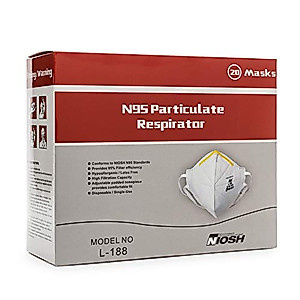 Harley Commodity NIOSH Approved N95 Respirator Face Mask Model No. L-188 (Pack of 20) | Non-Medical Foldable Face Mask | Headband Style