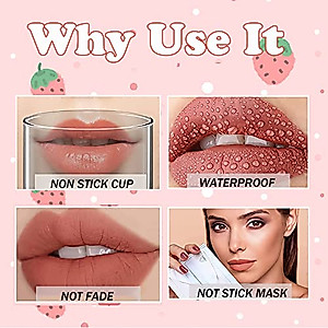 ZARICS 3PCS Nude Matte Lipstick Set, 24 Hour Superstay Natural Nude Lipstick Velvet Smooth Crayon Lip Stain, Long Lasting Waterproof Lip Gloss Lipstick for Women Makeup (Set C)