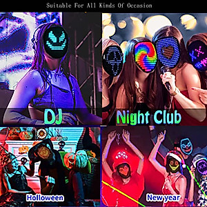 brookhaus Led Mask for Adult, Luminous Mask with 50 Patterns Dispaly, Led Face Mask for Masquerade DJ Cousume Party Halloween