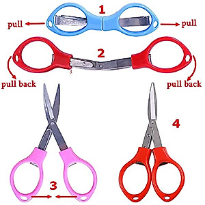 3 Pcs Folding Scissors,Portable Mini Travel Trip Scissors,Safety Foldable Small Scissors,Crafting Scissors,Stainless Steel Telescopic Cutter Used for Home Office,School, Camping