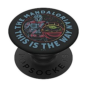 Star Wars: The Mandalorian & The Child Neon Line Art PopSockets PopGrip: Swappable Grip for Phones & Tablets
