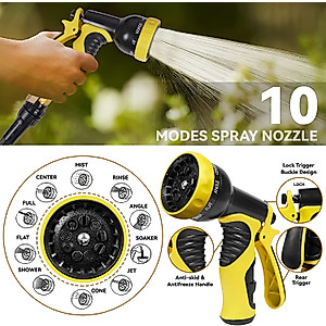 Expandable Garden Hose,New Upgrade Water Hose with Lightweight Rubber Fabric and Triple Layer Latex Core, 3/4" Solid Brass Fittings, No-Kink, Retractable Flexible Hose with Spray Nozzle (50FT, Black)