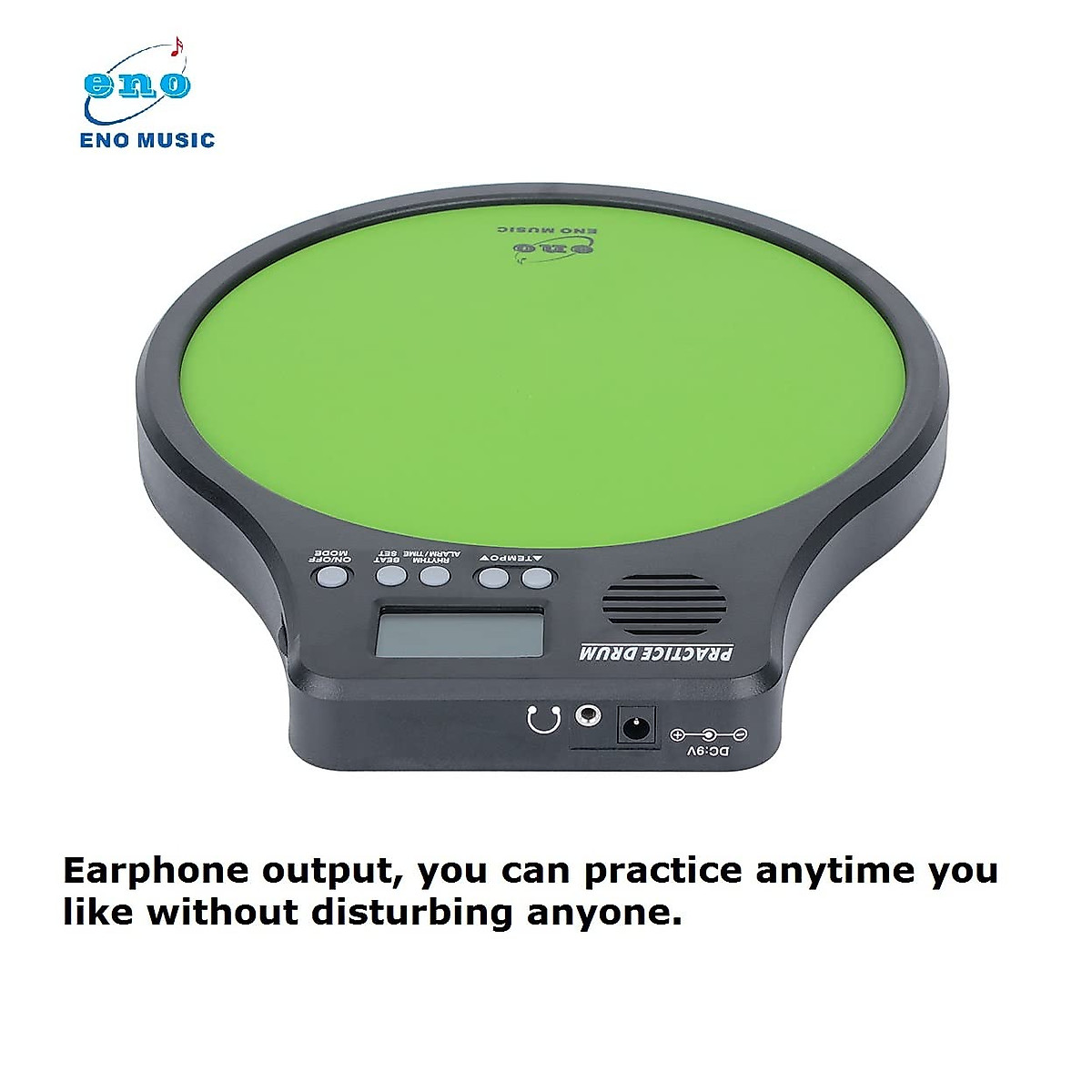 Eno Music Rubber Beginner Drum Practice Pad with Audible Metronome 2 in 1 Percussionists Rhythm Training Tool