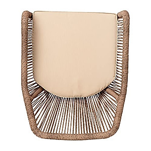 Flash Furniture Kallie Set of 2 Indoor/Outdoor Stacking Club Chairs with Arms - UV Resistant Woven Natural Seat - Ivory Zippered Cushions - Black Aluminum Frame