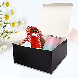 opaprain 8x8x4 inch 10 pack small black gift box with lid, easy to assemble, used for Christmas gift, bridesmaid proposal box, wedding and birthday party gift box.