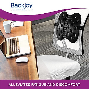 BackJoy Lumbar Support with Adjustable Strap, Designed for Spine and Lower Back Pain, Posture Correction, Adjustable, Breathable, Ideal for Office Chair, Car Seat, Desk Chair